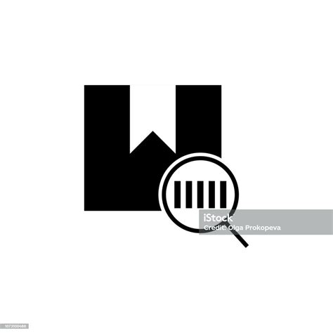 바 코드 라인 아이콘입니다 바코드 돋보기 유리를 통해 상자 배달 개념입니다 운송 물류 주문 추적 같은 주제에 대 한 사용할 수