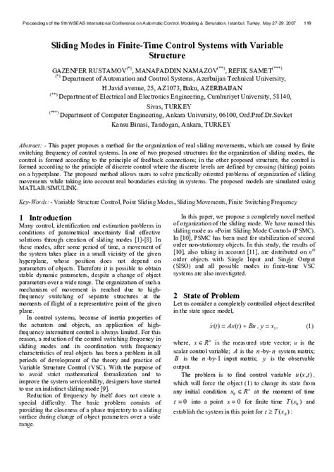 Pdf Sliding Modes In Finite Time Control Systems With Variable Structure