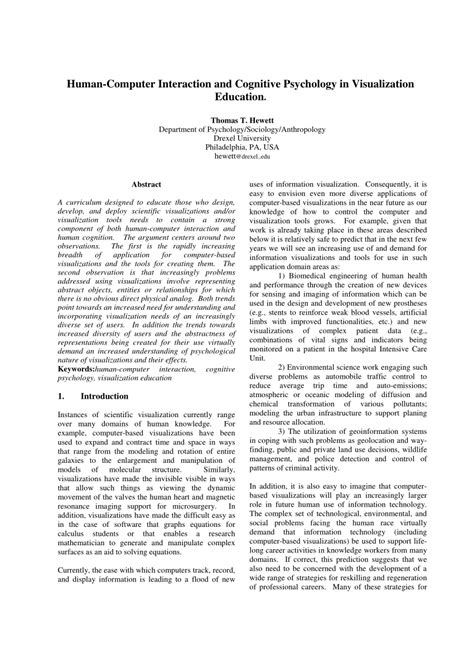 Pdf Human Computer Interaction And Cognitive Psychology In Visualization Education