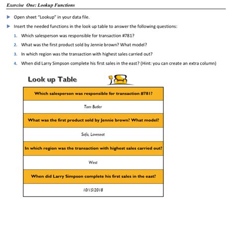 Solved Exercise One Lookup Functions Open Sheet Lookup In