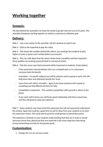 Teamwork Assembly When Things Just Work Teaching Resources