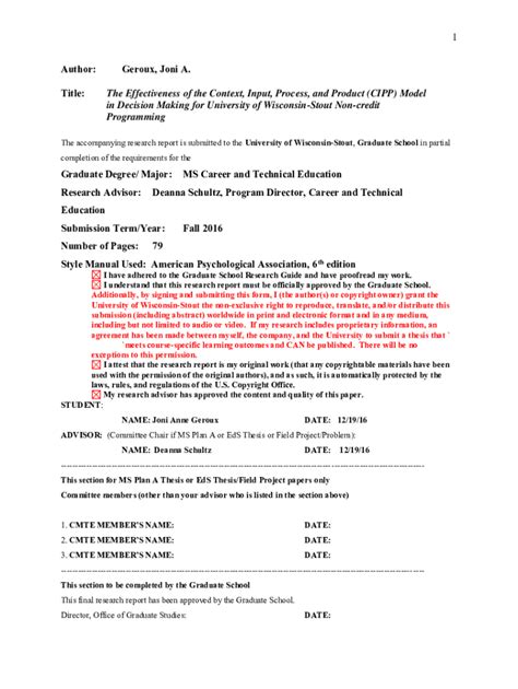 Fillable Online 2 Uwstout Application Of Context Input Process And