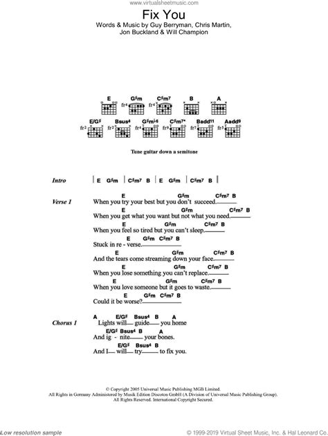 Fix You Sheet Music For Guitar Chords Pdf V2