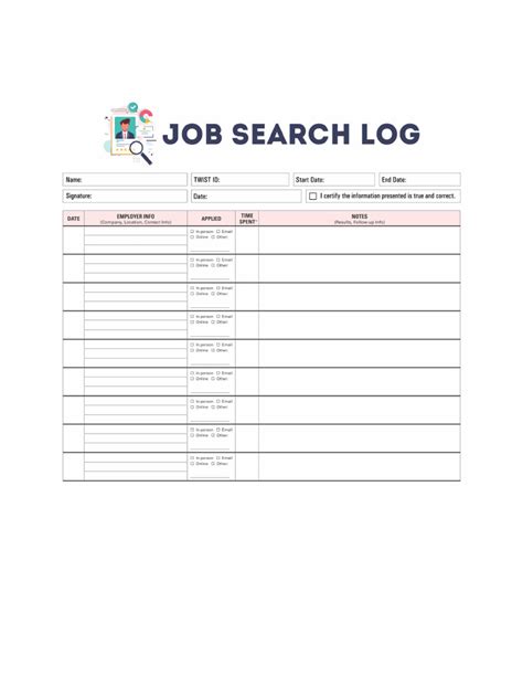 Job Search Log Template 337522 Png Pdf