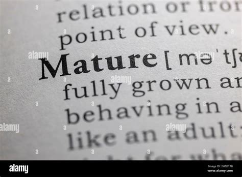 Fake Dictionary Word Dictionary Definition Of Mature Stock Photo Alamy