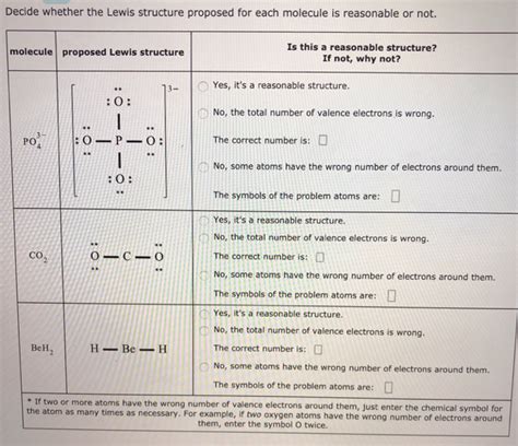 Solved Decide Whether The Lewis Structure Proposed For Each