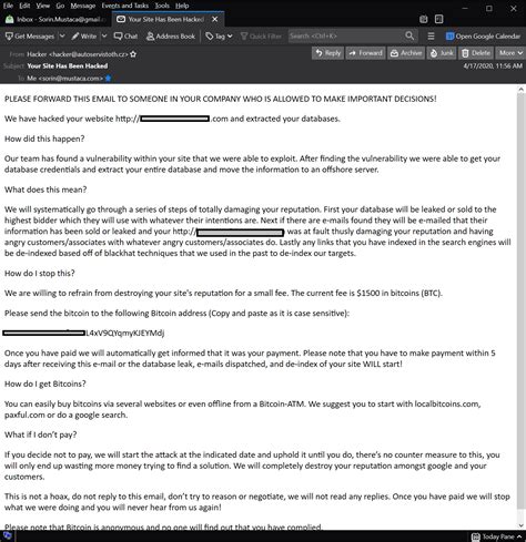 “your Site Has Been Hacked” Ransomware Email Campaign In The Wild Sorin Mustacas Blog