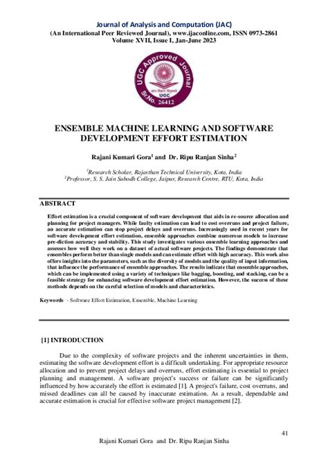 Pdf Ensemble Machine Learning And Software Development Effort Estimation