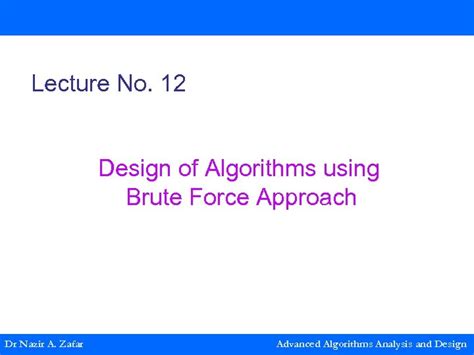 Advanced Algorithms Analysis And Design By Dr Nazir