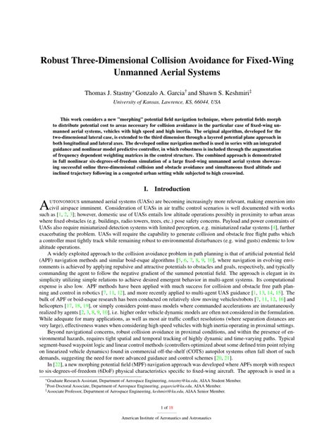 Pdf Robust Three Dimensional Collision Avoidance For Fixed Wing Unmanned Aerial Systems