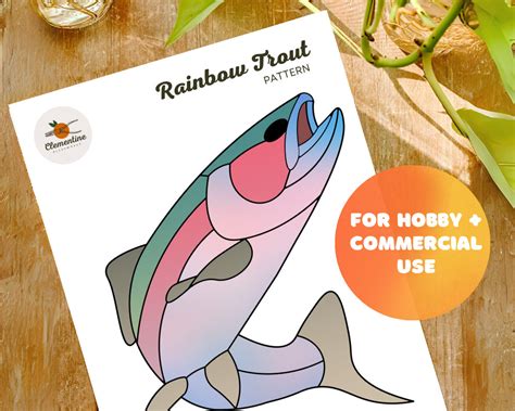 Rainbow Trout Stained Glass Pattern Digital Download Etsy
