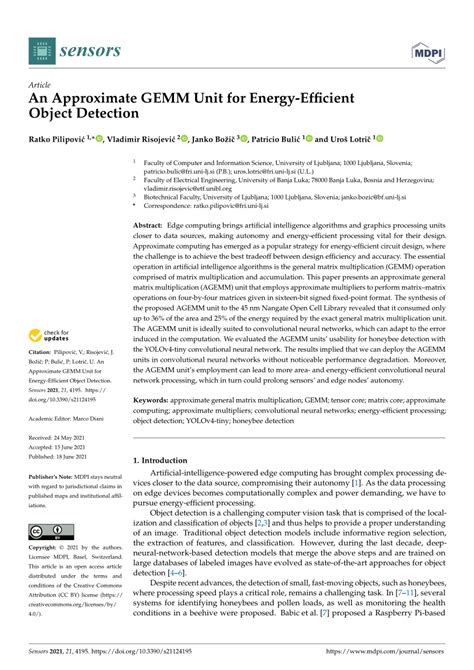 Pdf An Approximate Gemm Unit For Energy Efficient Object Detection
