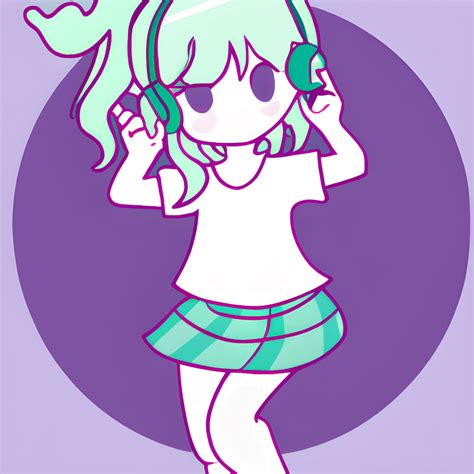 Kawaii Anime Mädchen Tanzt Mit Kopfhörern Zur Musik · Creative Fabrica
