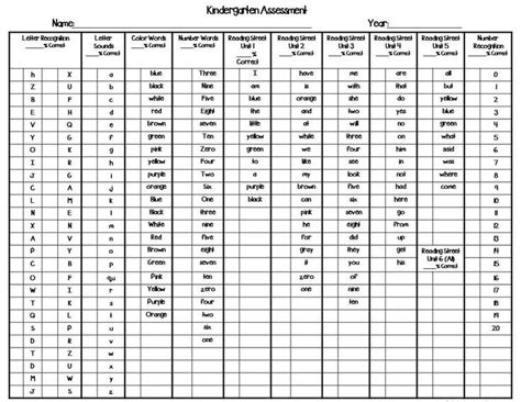 Kindergarten Assessment Forms And Sight Word Booklet Sight Word