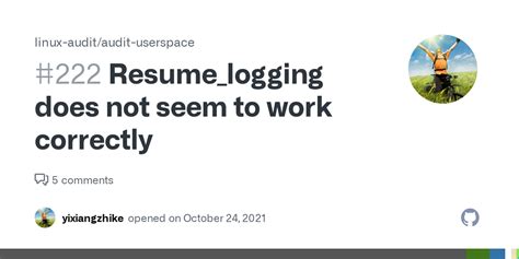 Resumelogging Does Not Seem To Work Correctly · Issue 222 · Linux Auditaudit Userspace · Github