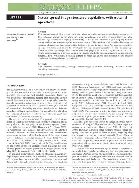 Pdf Disease Spread In Age Structured Populations With Maternal Age
