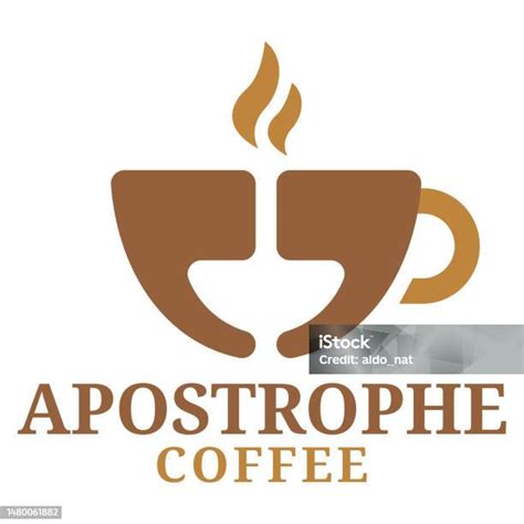 현대적인 평면 디자인 간단한 미니멀리스트 아포스트로피 커피 아이콘 디자인 템플릿 벡터 카페 커피숍 레스토랑 배지 엠블럼 및 라벨에 대 한 현대 그림 개념 스타일 0명에 대한