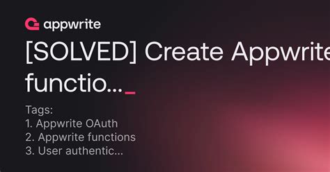 [solved] create appwrite function to add username when oauth signup threads appwrite