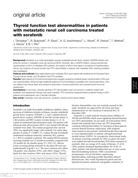 Pdf Thyroid Function Test Abnormalities In Patients With Metastatic