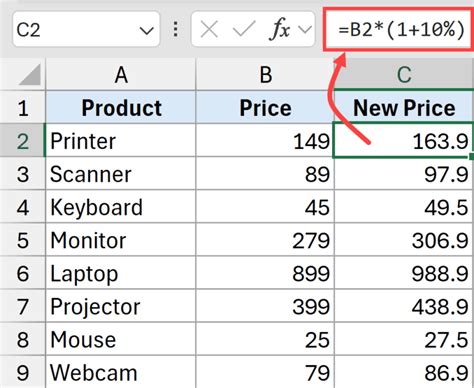 Add Or Subtract Percentage From A Number In Excel Formula