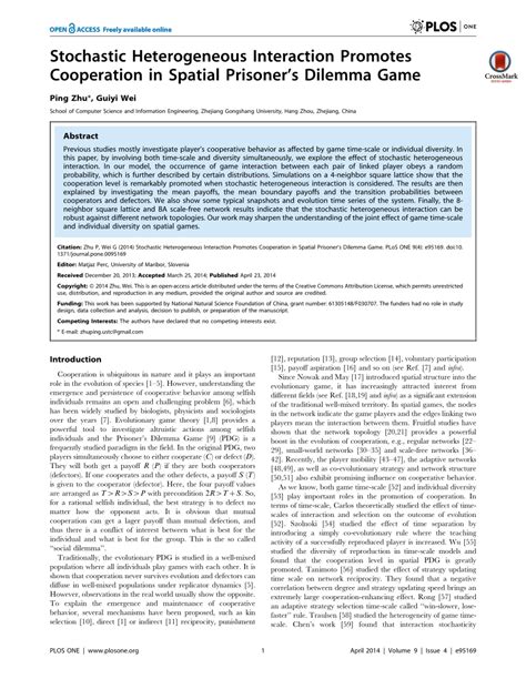 Pdf Stochastic Heterogeneous Interaction Promotes Cooperation In