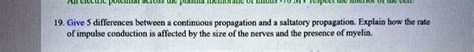 Solved Give 5 Differences Between Continuous Propagation And Saltatory