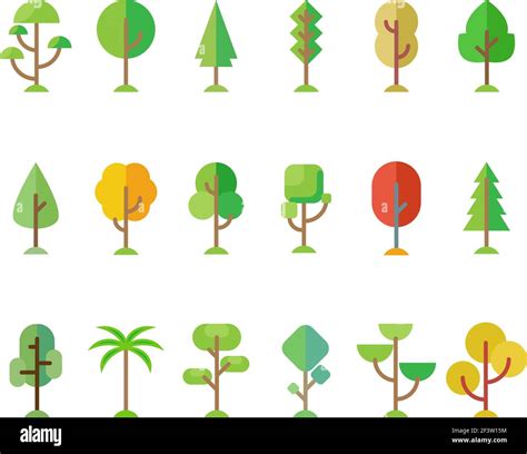 Forest Flat Icons Trees Flat Collection Eco Life Nature Flat Icons Tree Green And Forest With