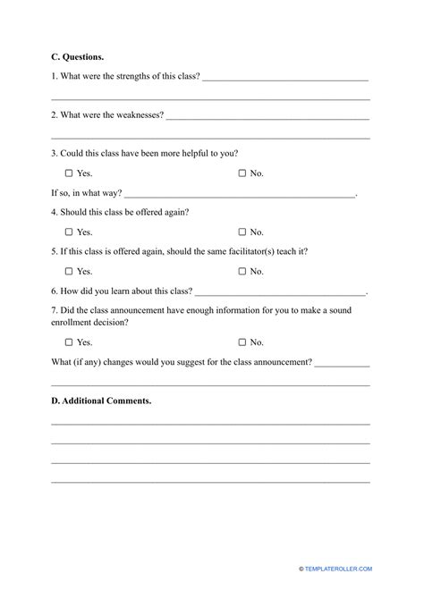 Class Evaluation Form Fill Out Sign Online And Download Pdf Templateroller
