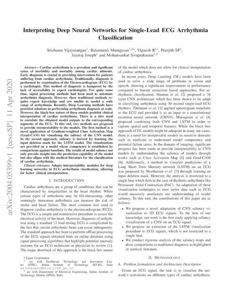 Pdf Interpreting Deep Neural Networks For Single Lead Ecg · Arrhythmia Diagnosis However