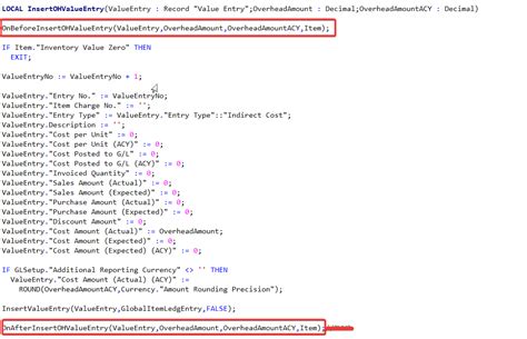 Event Request Onbeforeinsertohvalueentry And Onafterinsertohvalueentry In Codeunit 22 Function
