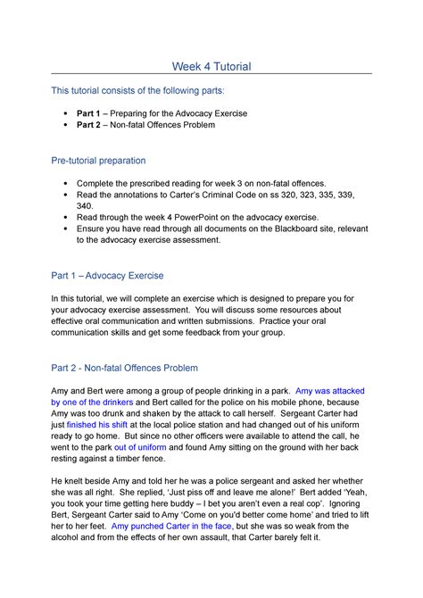 LLB106 Week 04 Tutorial Week 4 Tutorial This Tutorial Consists Of The Following Parts Part 1