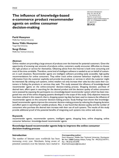 Pdf The Influence Of Knowledge Based E Commerce Product Recommender