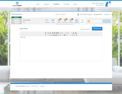 Add A Note To A Transaction Workspace