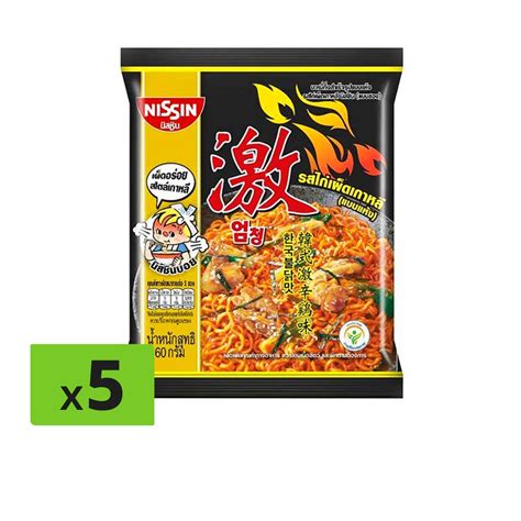 นิสชิน บะหมี่กึ่งสำเร็จรูป รสไก่เผ็ดเกาหลี 60 ก แพ็ค 5 ซอง Big C Online