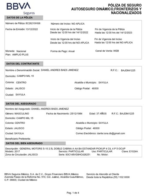 Poliza Pdf Seguro Póliza De Seguros