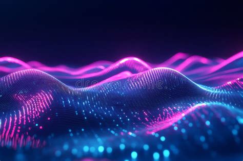 A Futuristic 3d Abstract Background Where A Floating Neon Waveform Stretches Across An Infinite