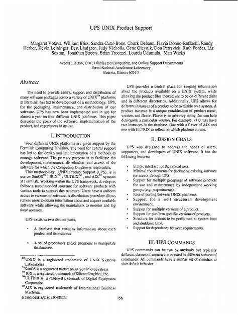 Ups Unix Product Support Ieee Conference Publication Ieee Xplore