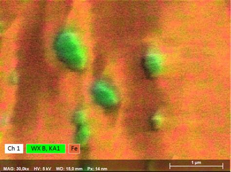 elemental mapping of nanoscale boron containing phases in steel bruker