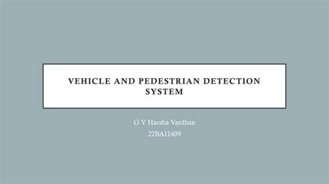 Vehicle And Pedestrian Detection Systempdf