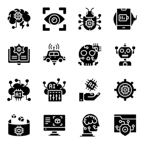 Premium Vector Set Of Artificial Intelligence Solid Icons