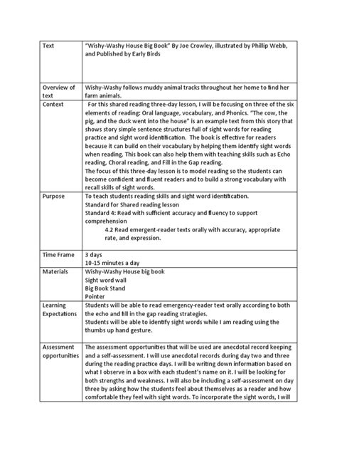Shared Reading Lesson Plan Download Free Pdf Phonics Reading