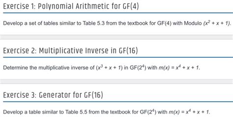 Solved Exercise 1 Polynomial Arithmetic For Gf4 Develop A