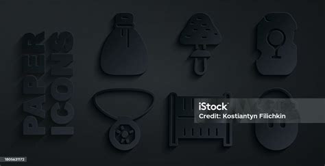 세트 골동품 보물 상자 마법 룬 보석 목걸이 바이킹 머리 버섯 및 오래된 돈 가방 아이콘 벡터 3차원 형태에 대한 스톡 벡터 아트 및 기타 이미지 Istock