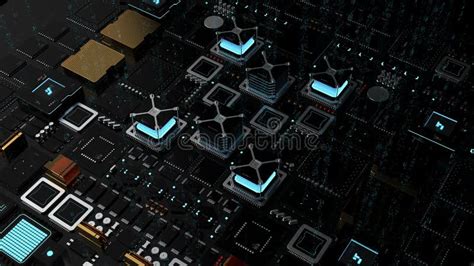 Components Of Quantum Computer Parts Stock Illustration Illustration Of Microprocessor