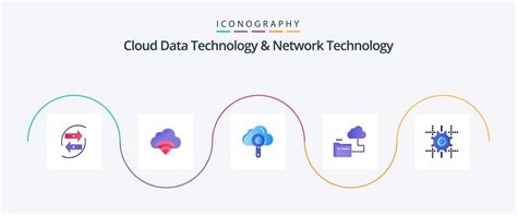 Cloud Data Technology And Network Technology Flat 5 Icon Pack Including