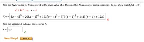 Solved Find The Taylor Series For Fx Centered At The Given