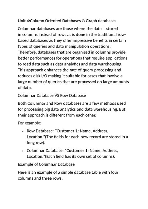 unit 4 no sql notes on sql unit 4 column oriented databases and graph