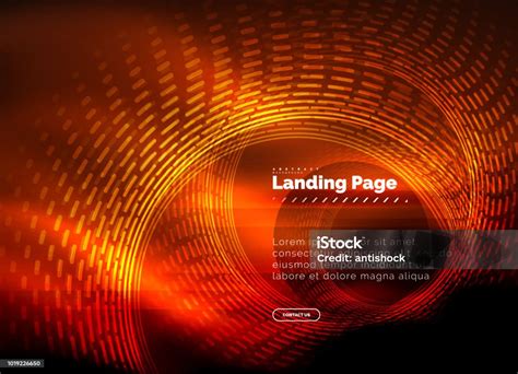 네온 빛나는 테크노 라인 원 방문 페이지 서식 파일 서식 파일 하이테크 미래의 추상적인 배경 0명에 대한 스톡 벡터 아트 및 기타 이미지 Istock