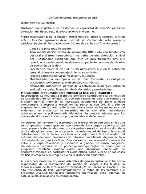 Disfunción Sexual Masculina En Dbt Pdf Vejez Endotelio
