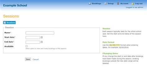 Sessions Classroombookings